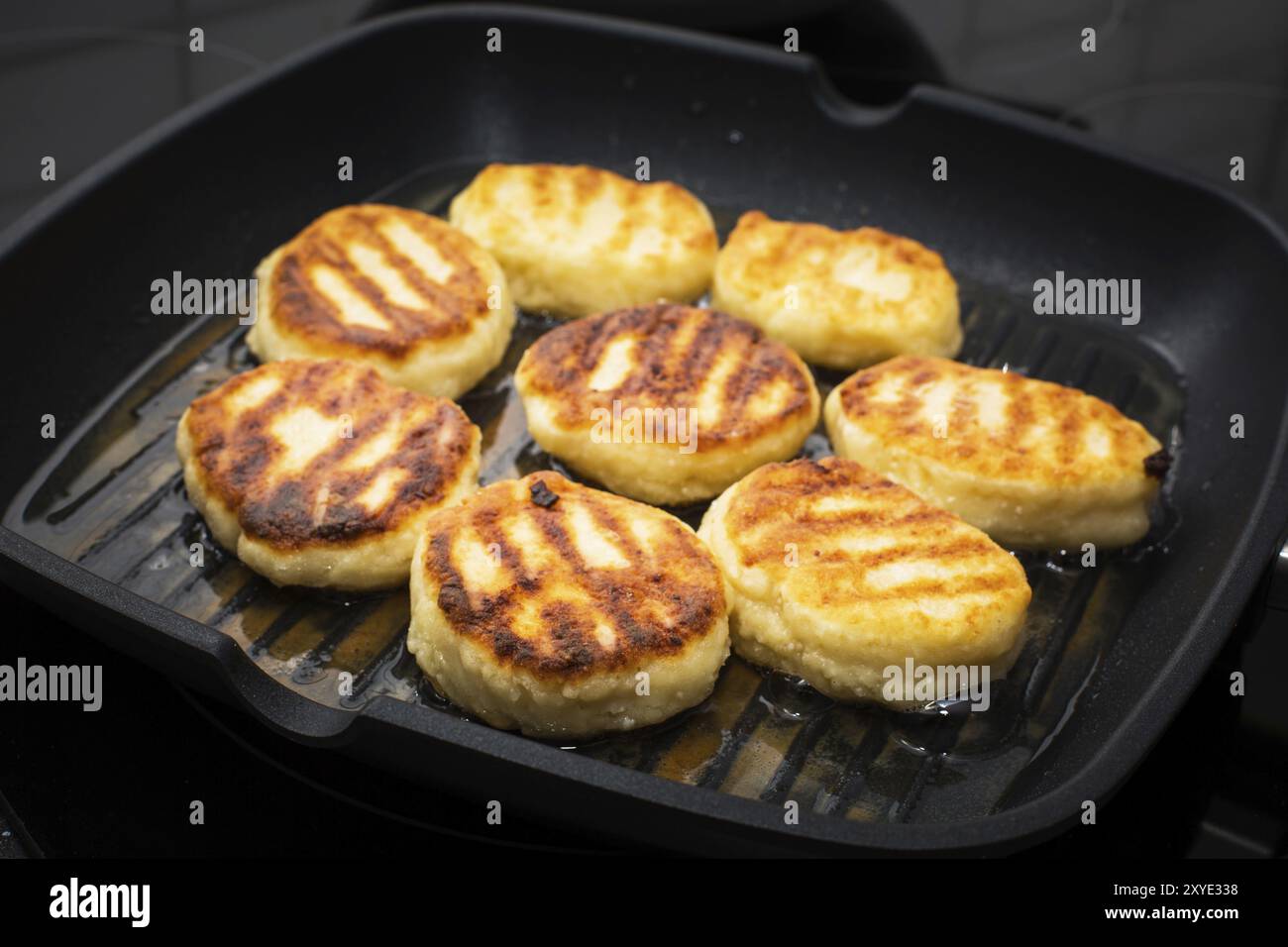 Traditional Russian sweet syrniki cottage cheese pancakes cooking ...