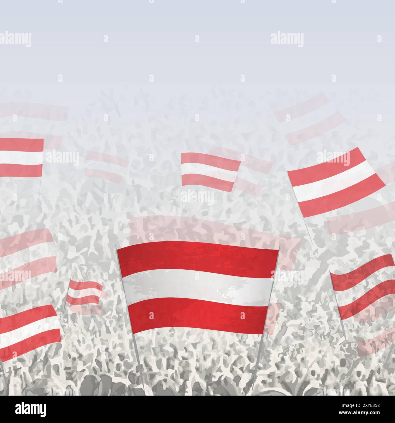 Crowd of people waving flag of Austria square graphic for social media ...