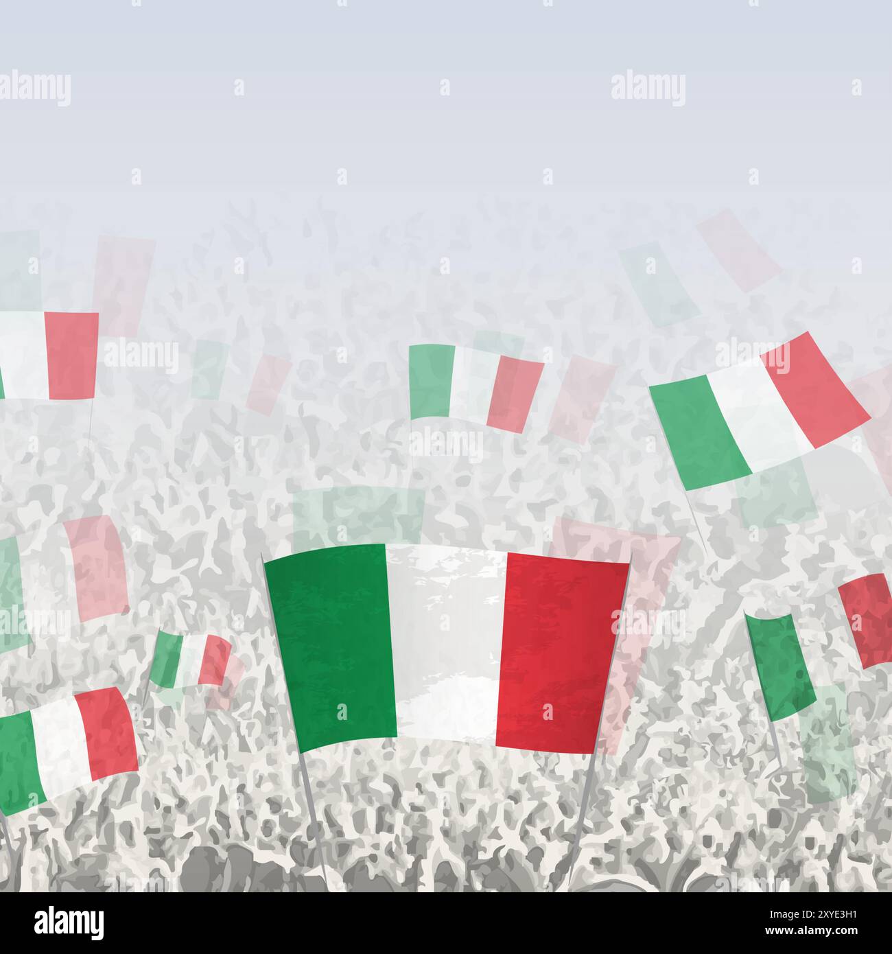 Crowd of people waving flag of Italy square graphic for social media ...