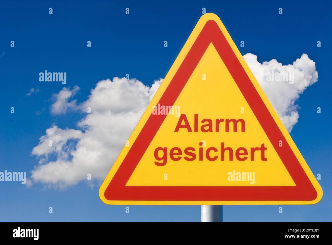 Blue sky warning sign Stock Photo - Alamy