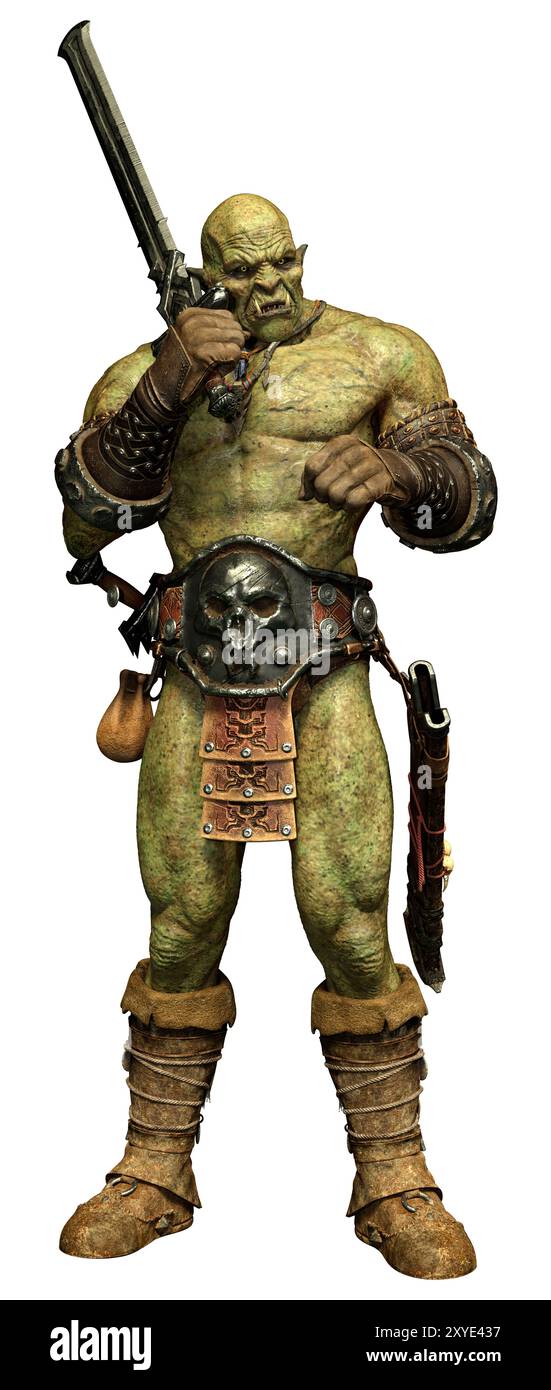 3D rendering of a fantasy monster orc isolated on white background ...