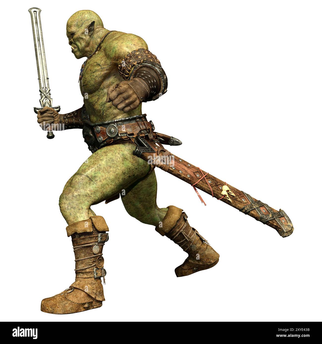 3D rendering of a fantasy monster orc isolated on white background ...