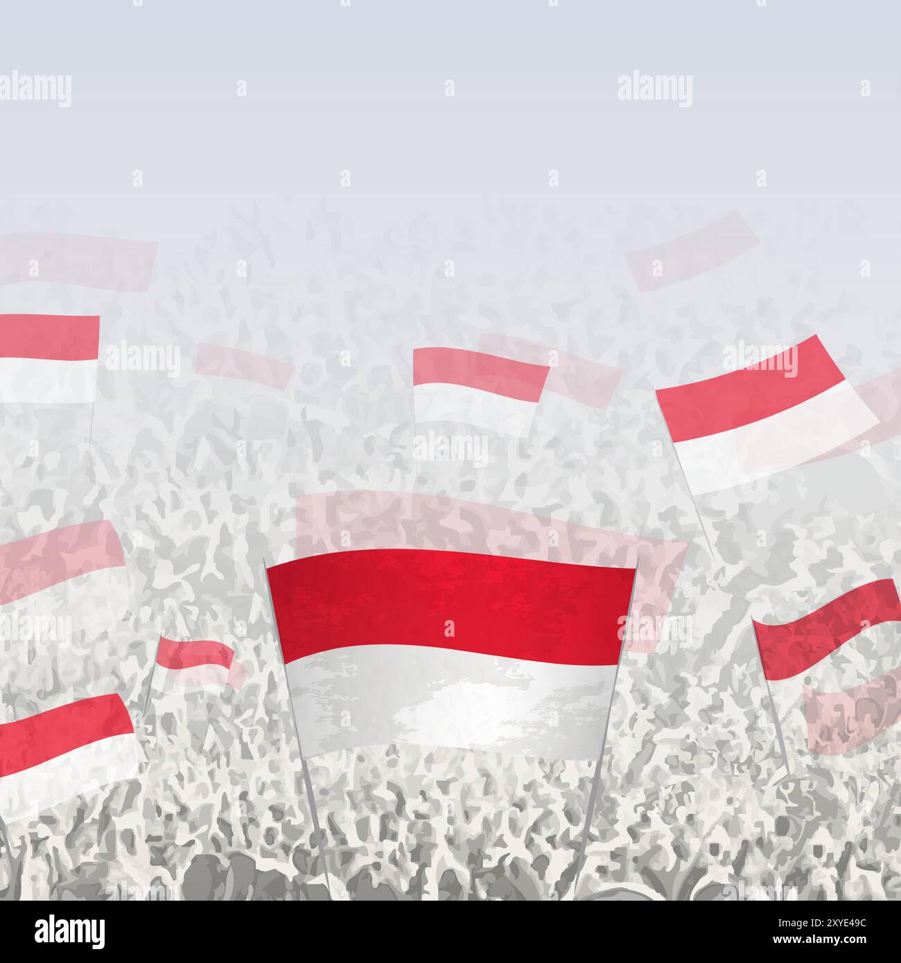 Crowd of people waving flag of Monaco square graphic for social media ...
