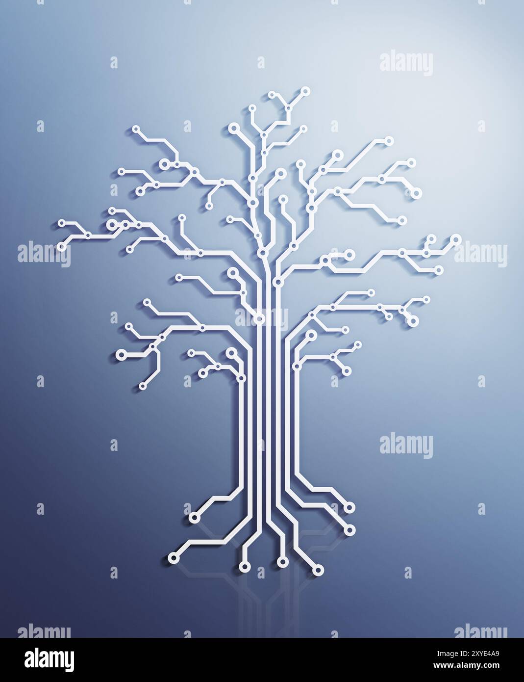 Digital tree made of electronic circuits, conceptual illustration on ...