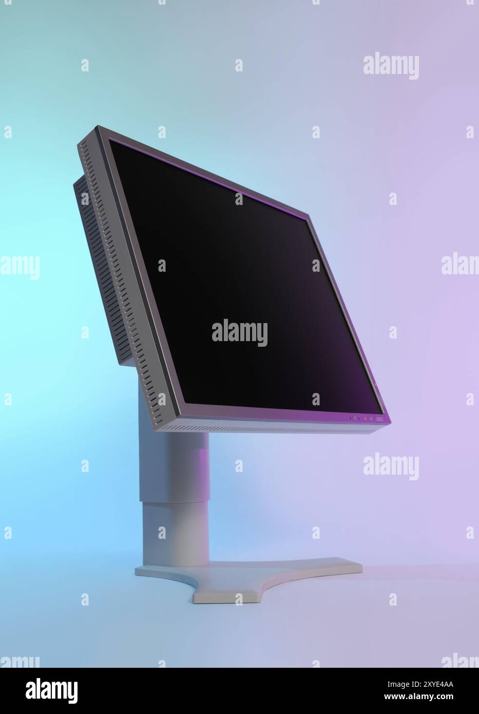 LCD computer monitor display close-up isolated on colored background ...