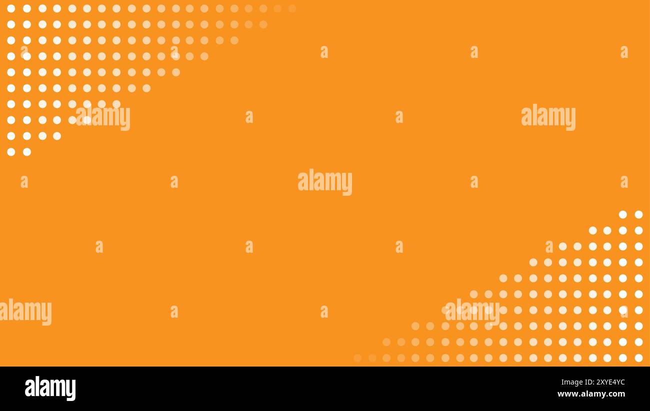Abstract orange background with white dotted patterns in corners ...