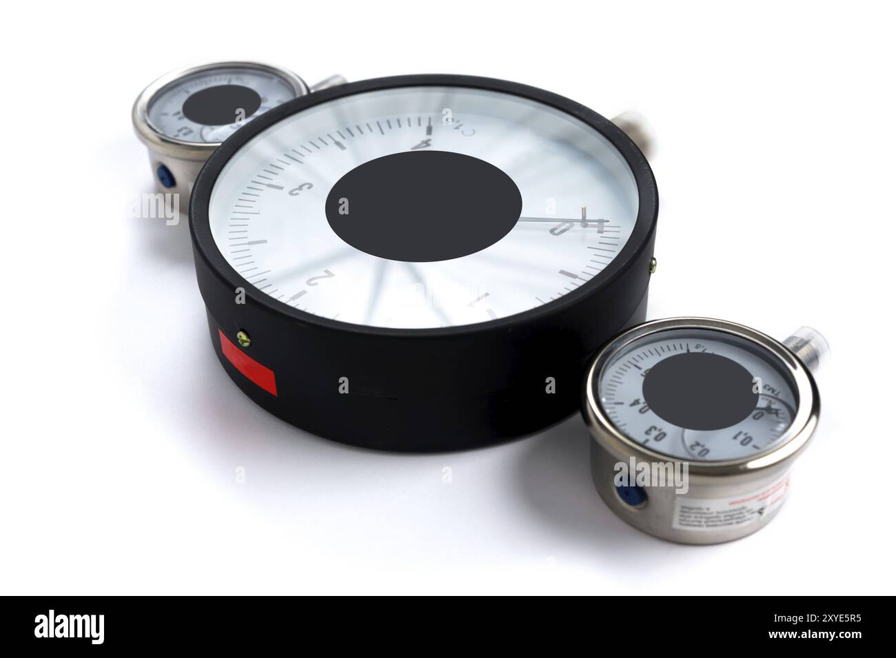 Close-up Pressure sensors in the pipeline, mono-meters. Three ...