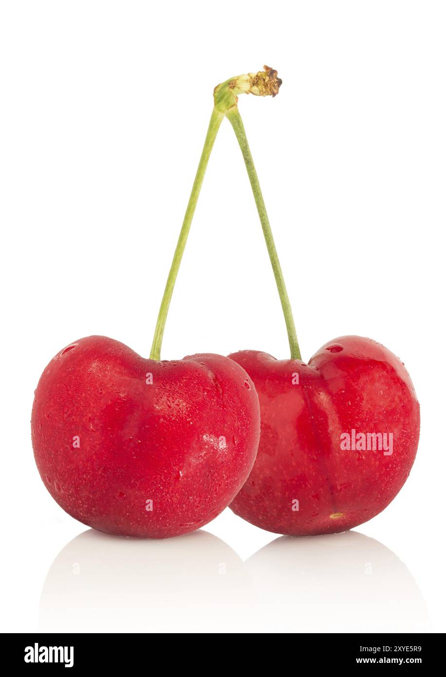 Cherry berries ripe isolated on white background Stock Photo - Alamy