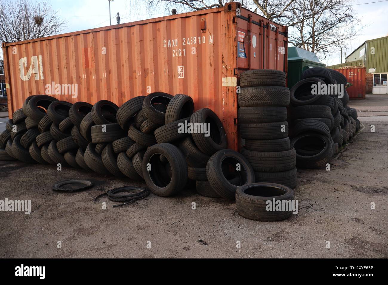 Shipping container with tires hi-res stock photography and images - Alamy