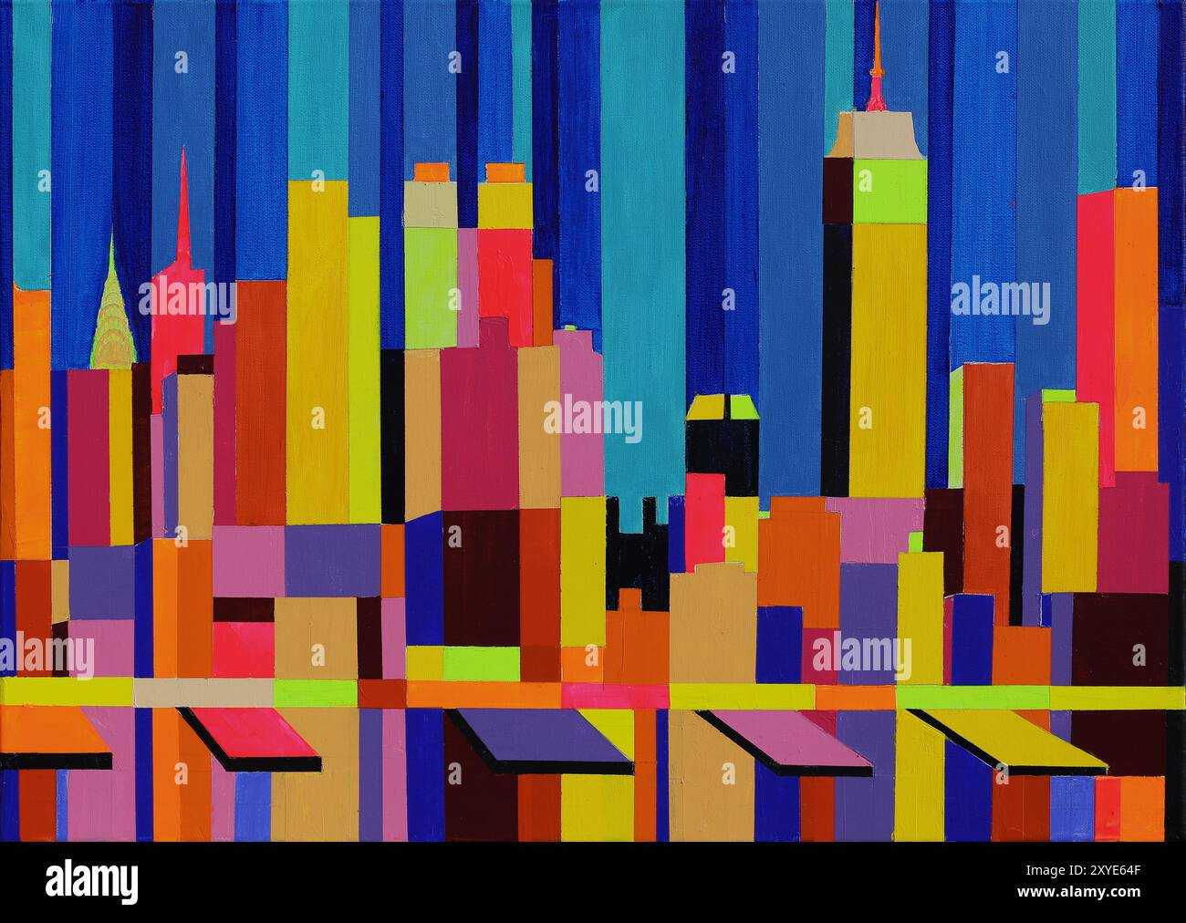 Abstract art painting about New York City Stock Photo - Alamy