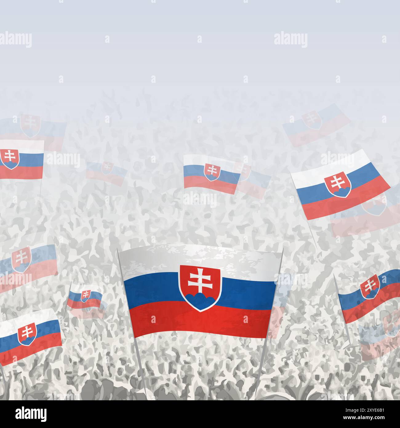Crowd of people waving flag of Slovakia square graphic for social media ...