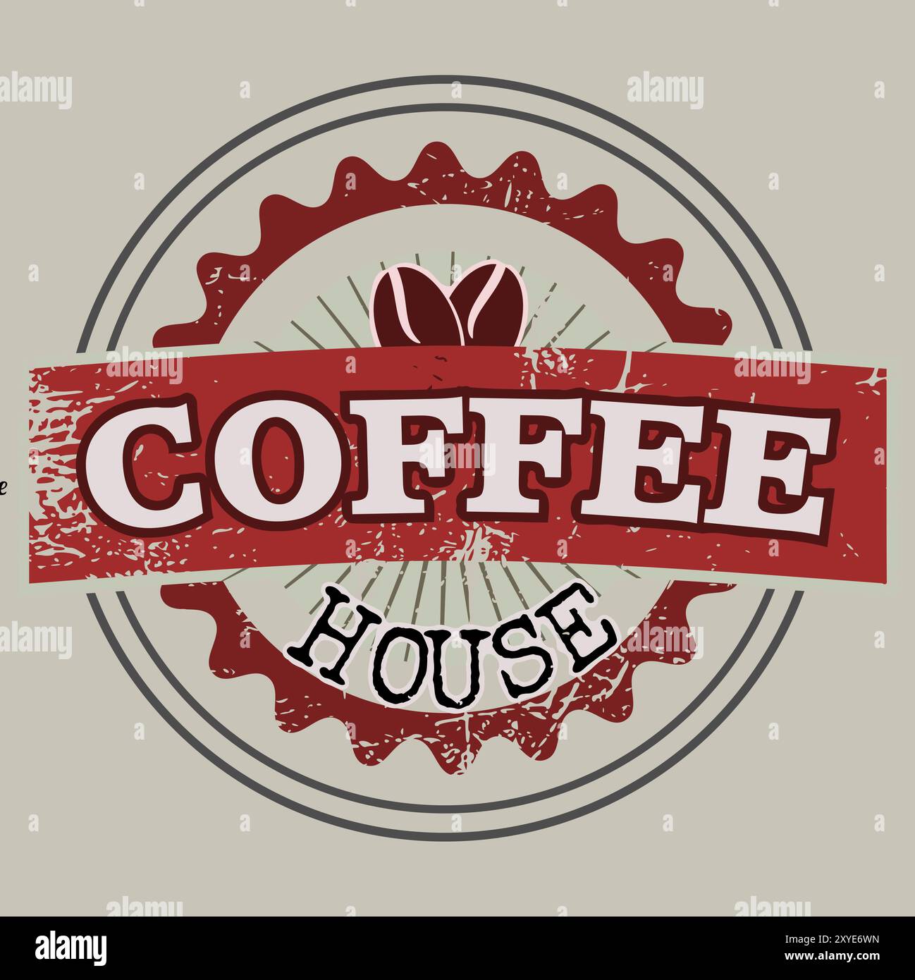 Vintage style coffee house label with scratches, vector illustration ...