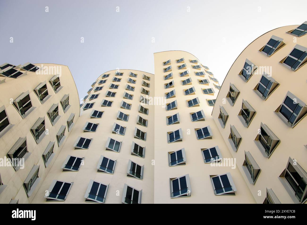 White office building with angled windows in Duesseldorf's Media ...