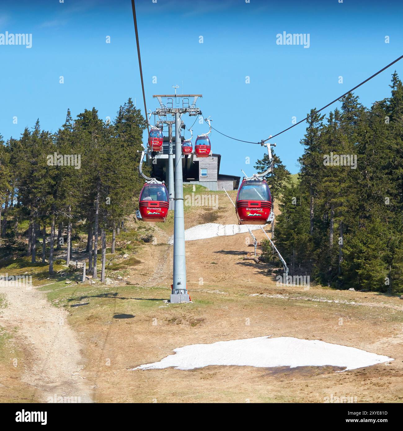 Cable car on the Wurmberg near Braunlage in the Harz National Park ...