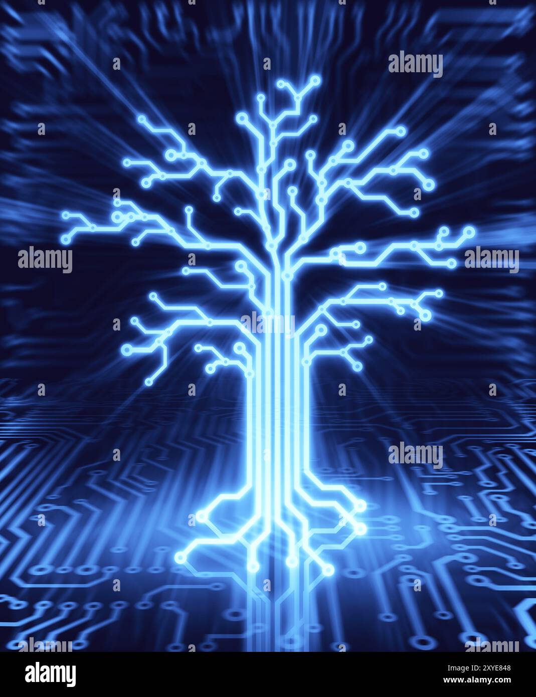 Glowing connections on digital circuit hi-res stock photography and ...
