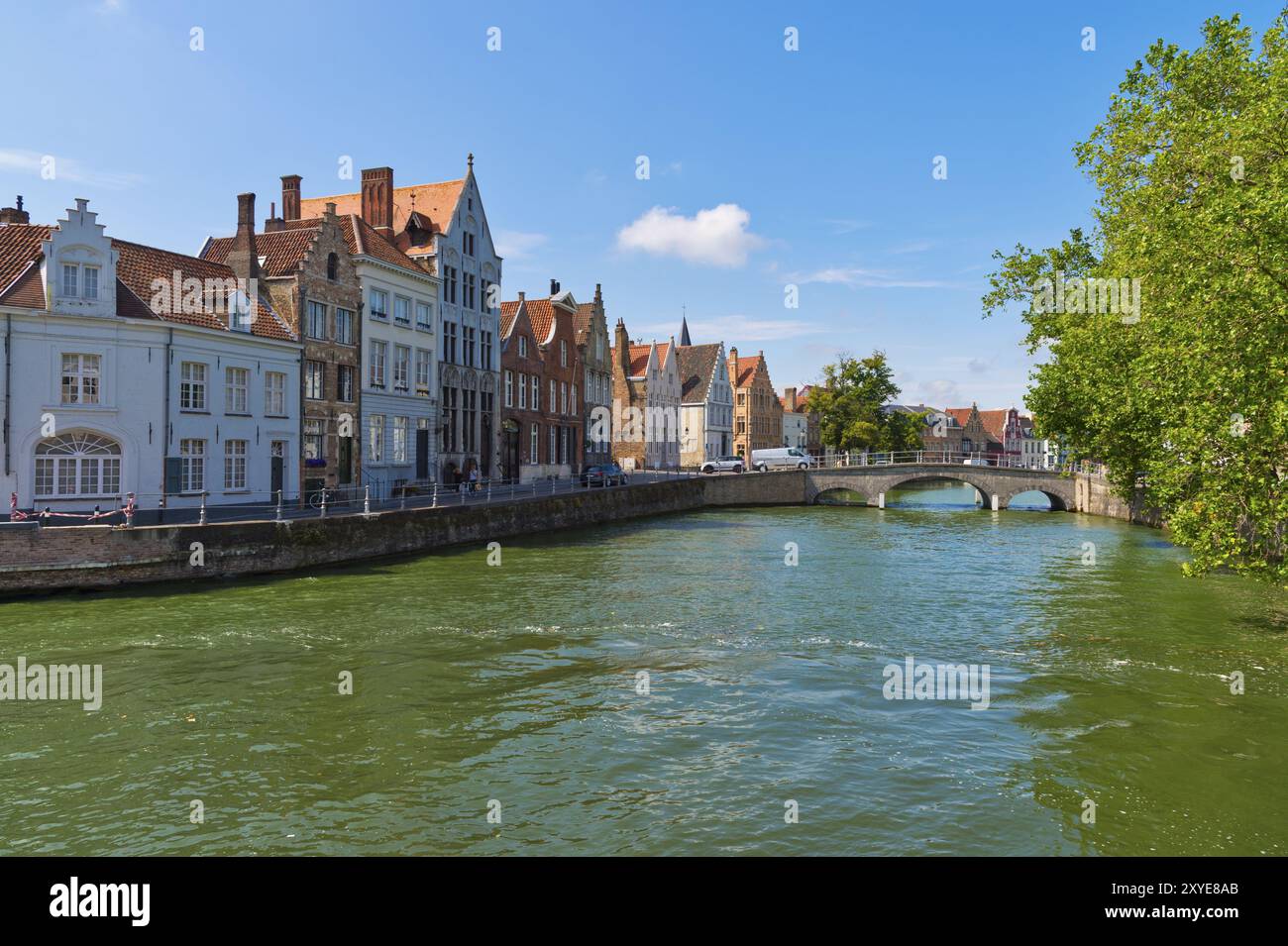 Historic residential and commercial buildings on the River Reie Stock ...