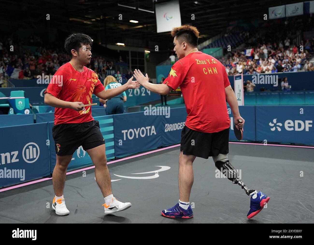 Paris, France. 29th Aug, 2024. Liu Chaodong/Zhao Yiqing (R) of China ...