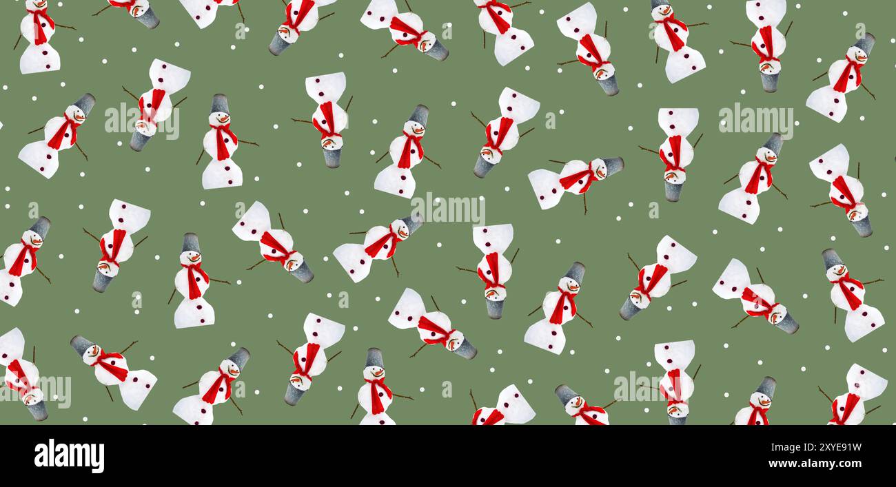 Funny snowman concept. Minimalist Christmas gift wrapping paper pattern ...