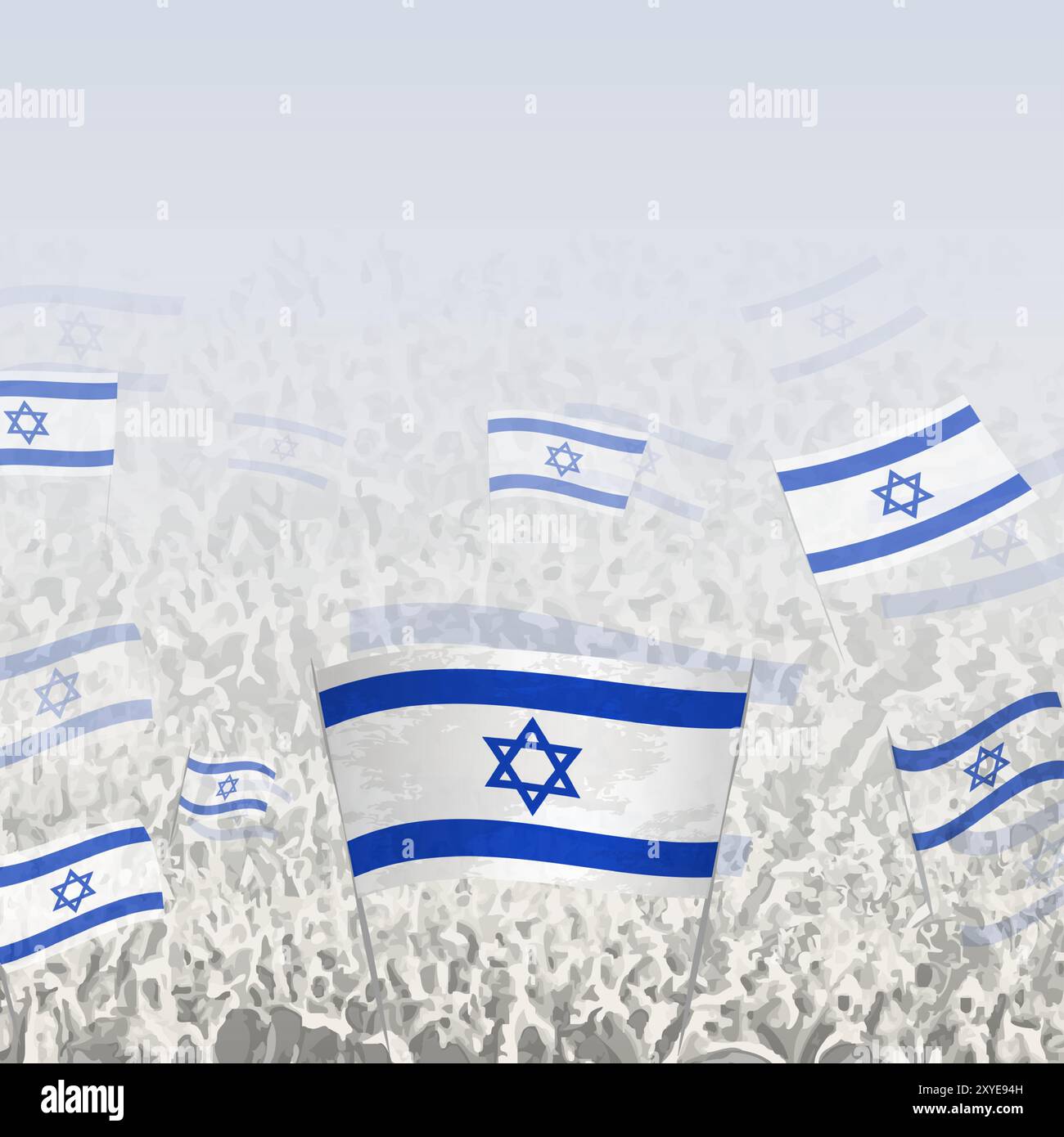 Crowd of people waving flag of Israel square graphic for social media ...