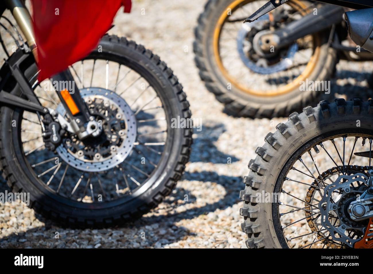 Color image of some motorcycle wheels with off road tires Stock Photo ...