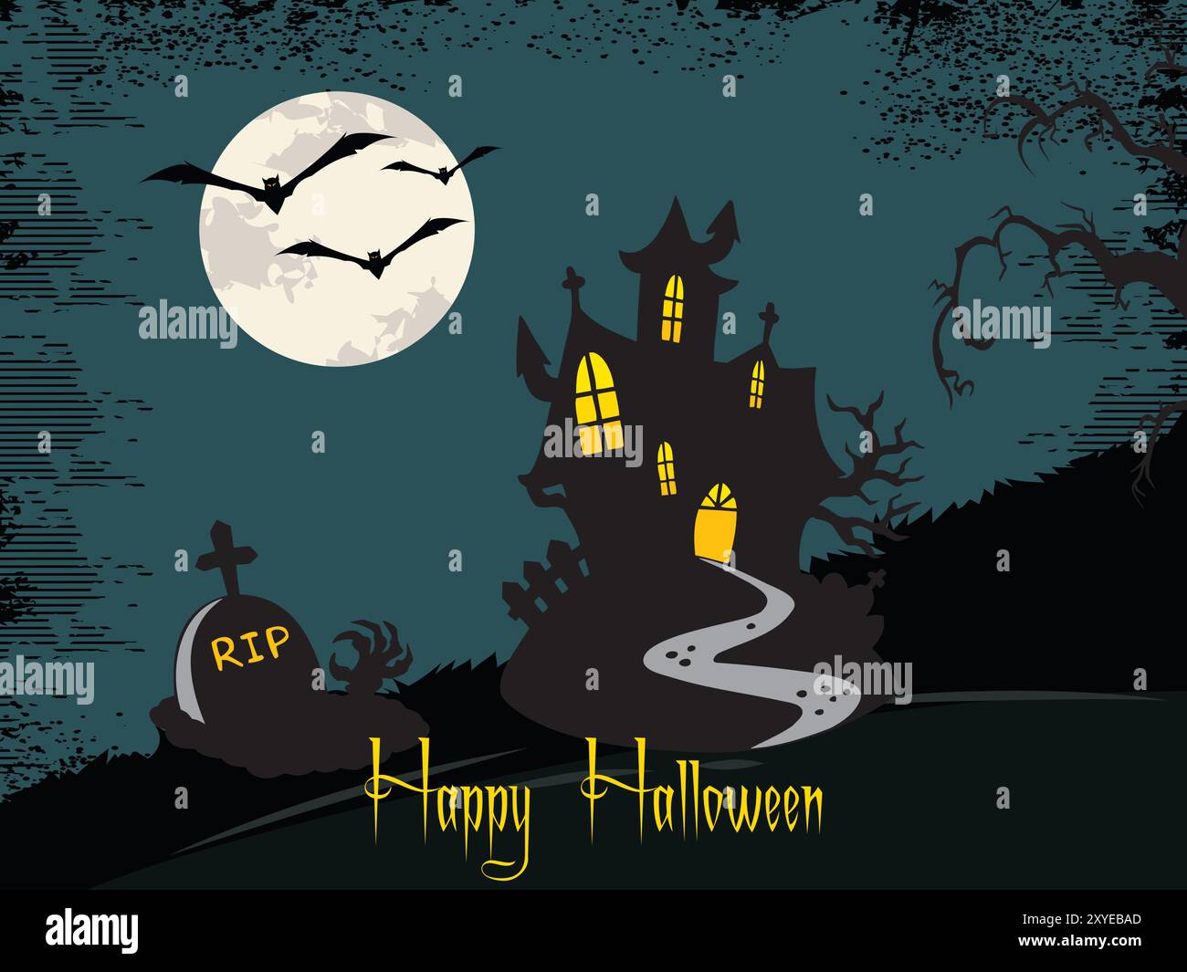 Graveyard surrounded by tree Stock Vector Images - Alamy