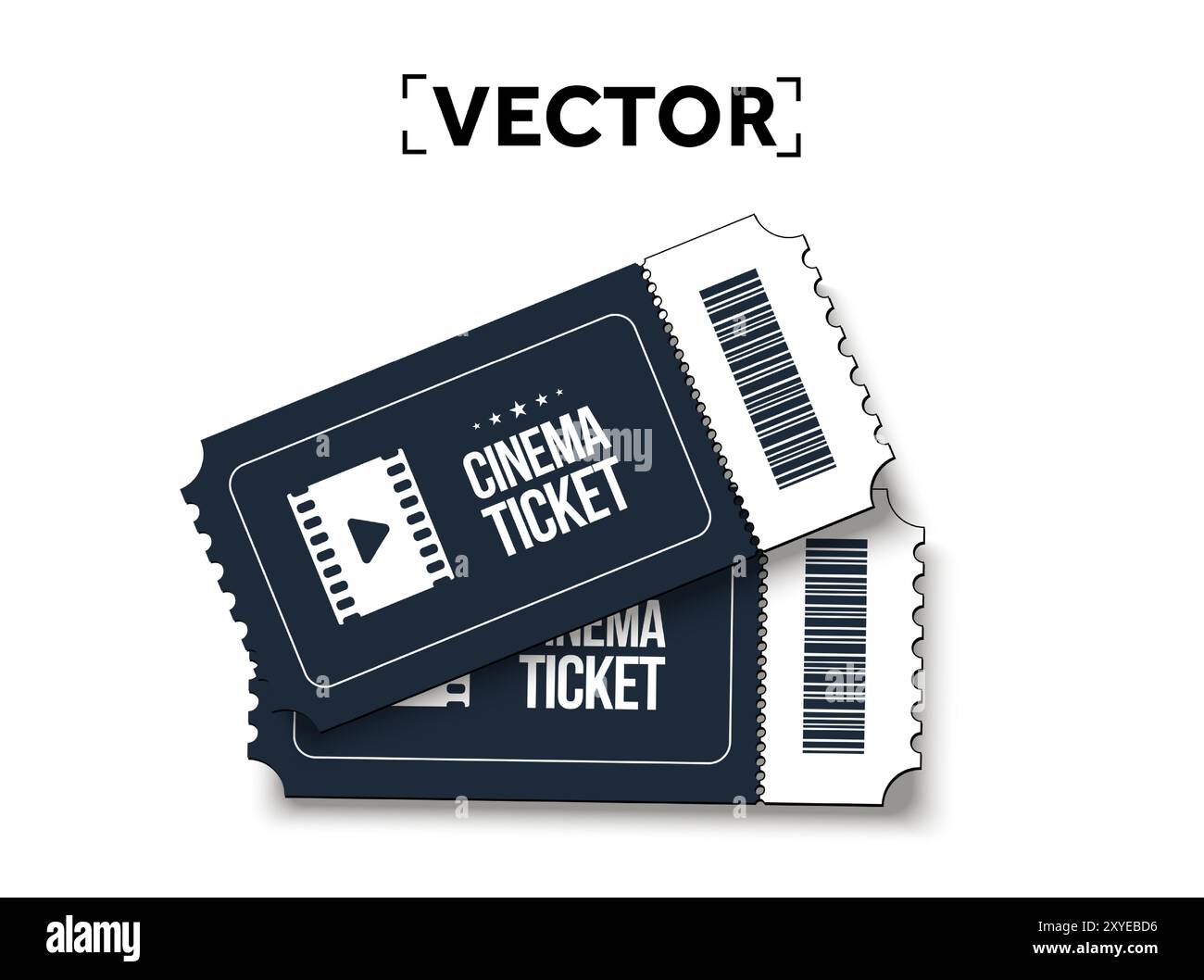 3d couple of special cinema tickets with bar code isolated on white ...