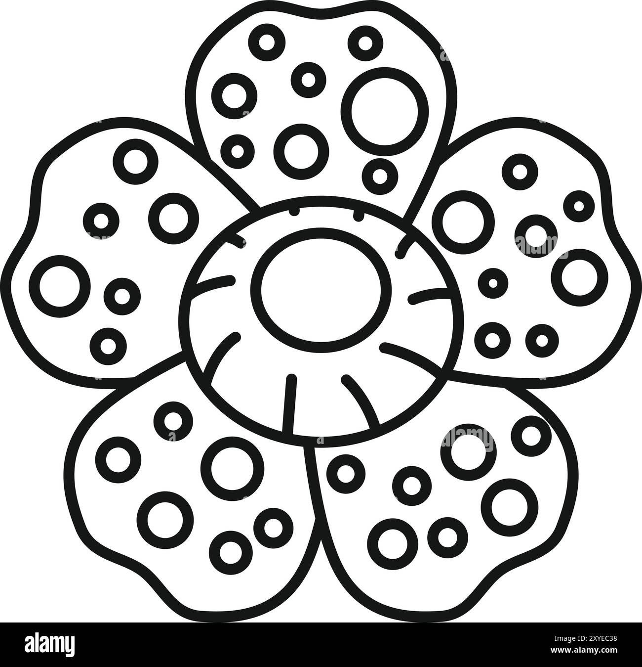 Rafflesia flower icon in outline style showing five petals with spots ...
