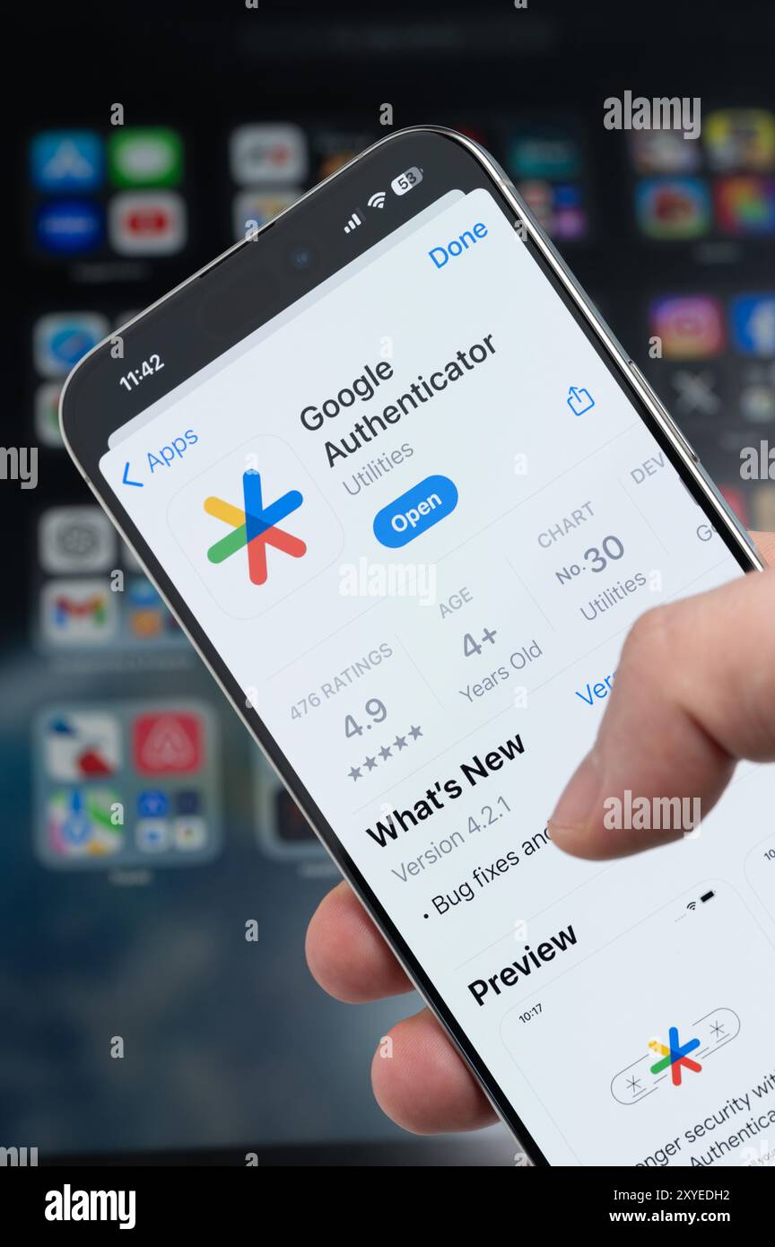 New York, USA - August 5, 2024: Smartphone in hand with Google ...