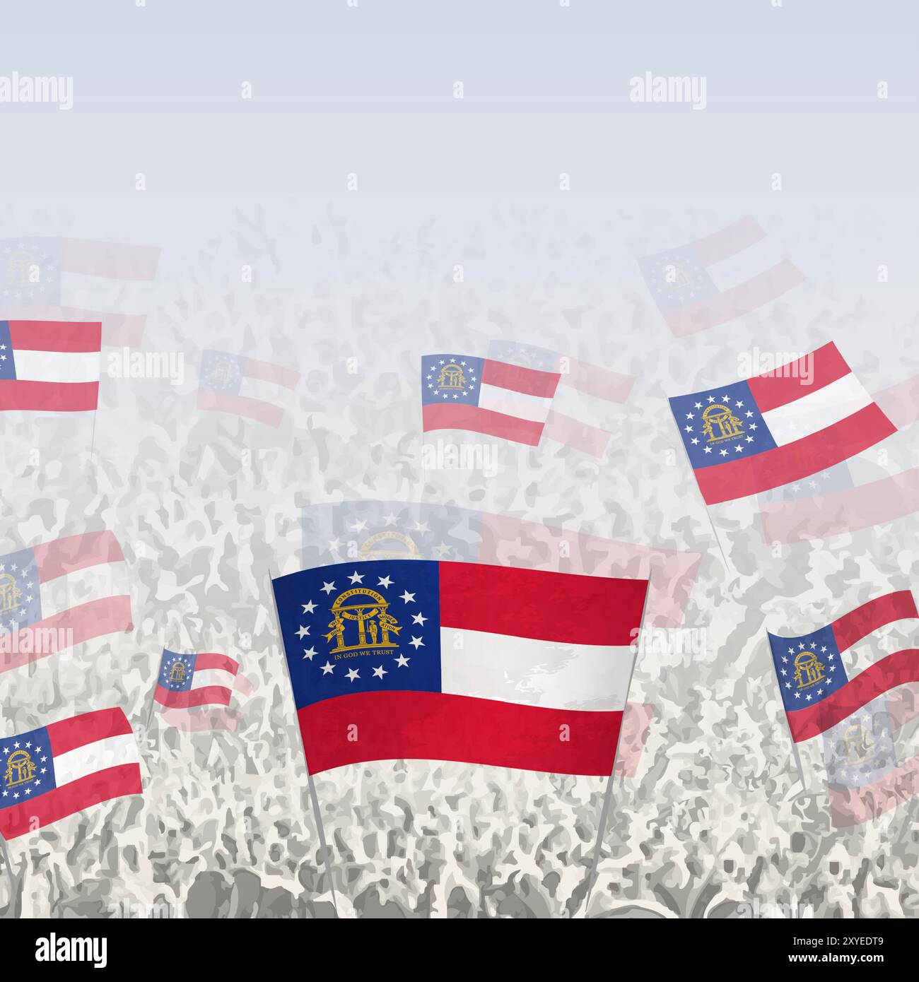 Crowd of people waving flag of Georgia square graphic for social media ...