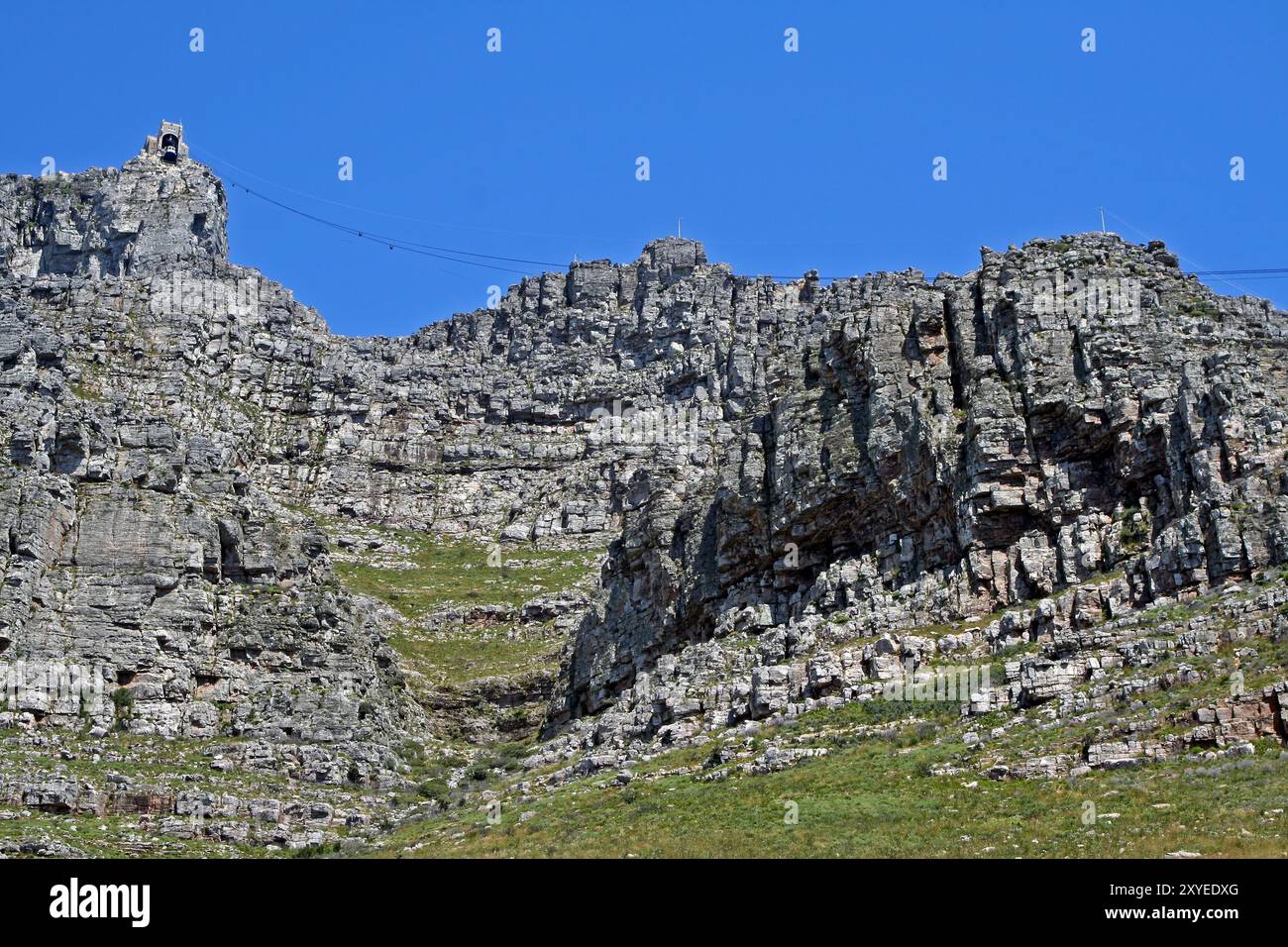 Table Mountain with cableway station, South Africa, Cableway station up ...