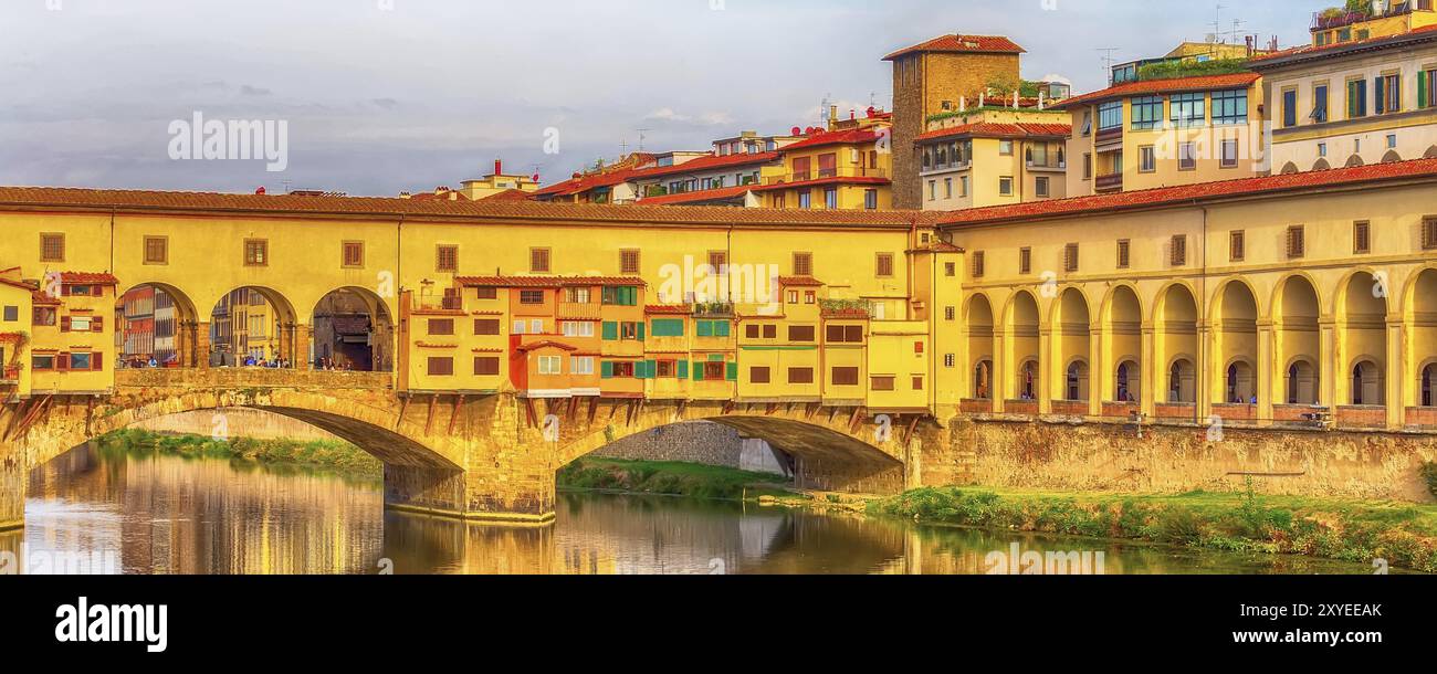 Ponte Vecchio and Vasari Corridor in Florence, Tuscany, Italy banner ...