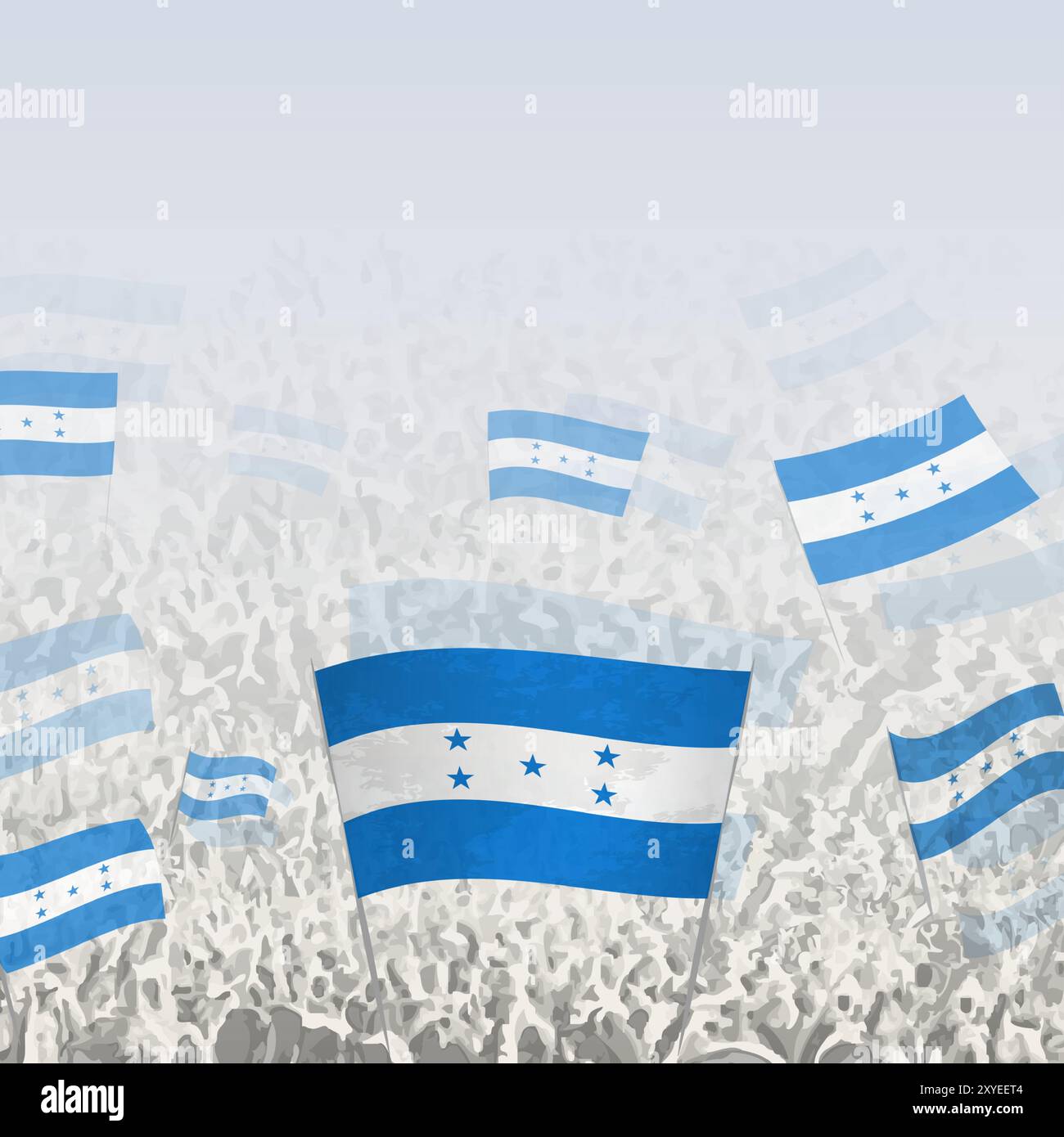 Crowd of people waving flag of Honduras square graphic for social media ...