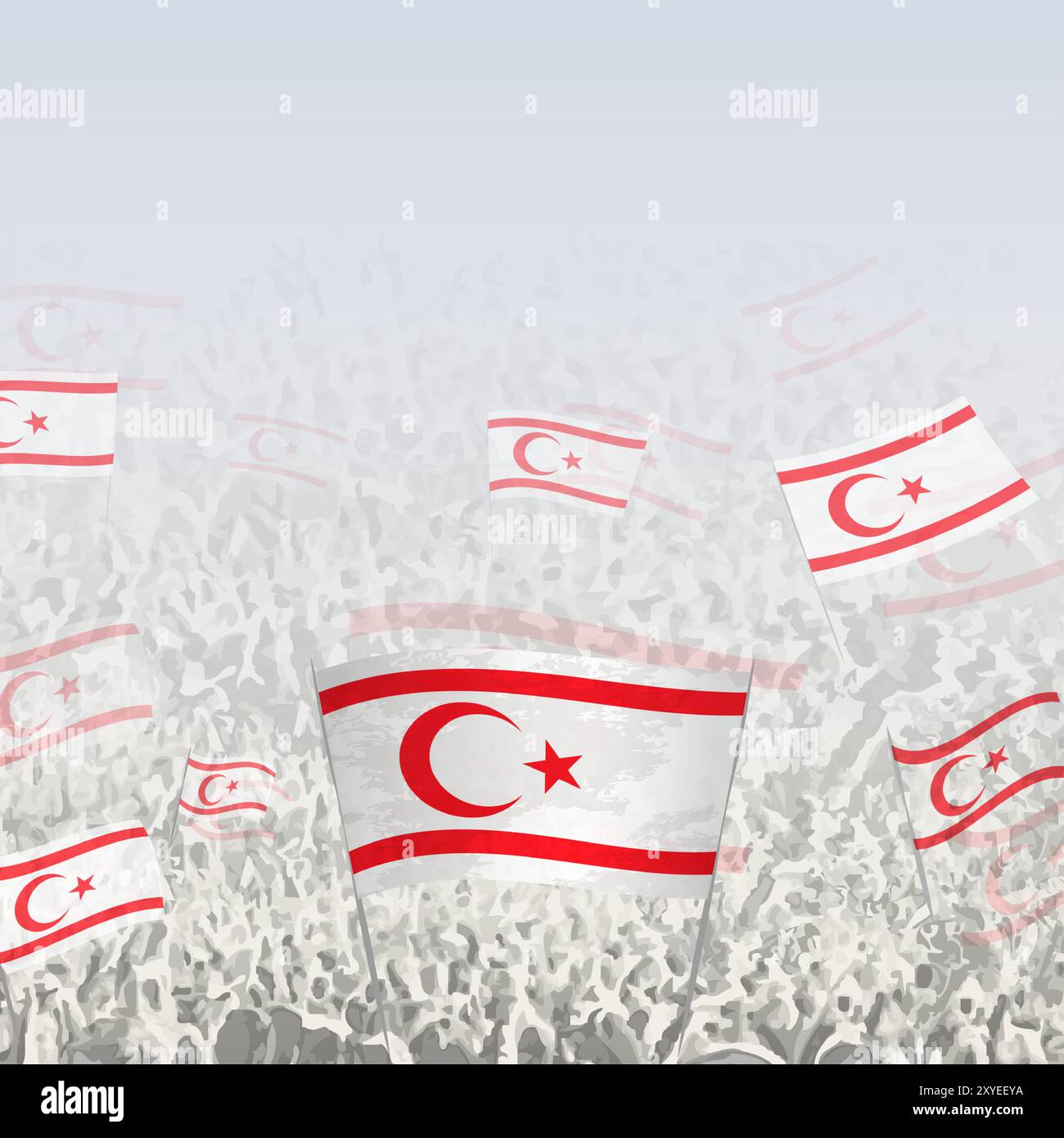 Crowd of people waving flag of Northern Cyprus square graphic for ...