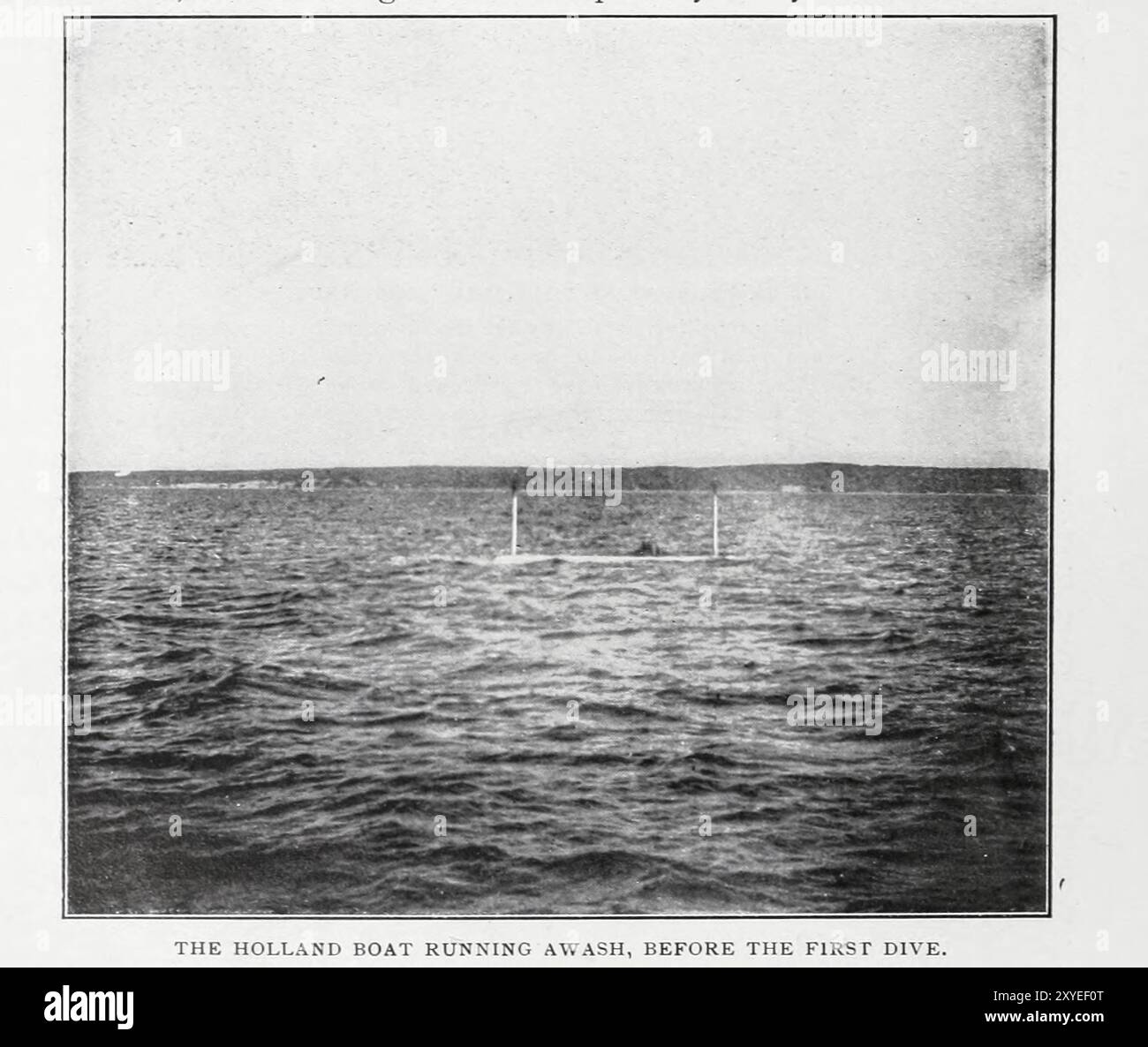 THE HOLLAND BOAT RUNNING AWASH, BEFORE THE FIRST DIVE. from the Article ...