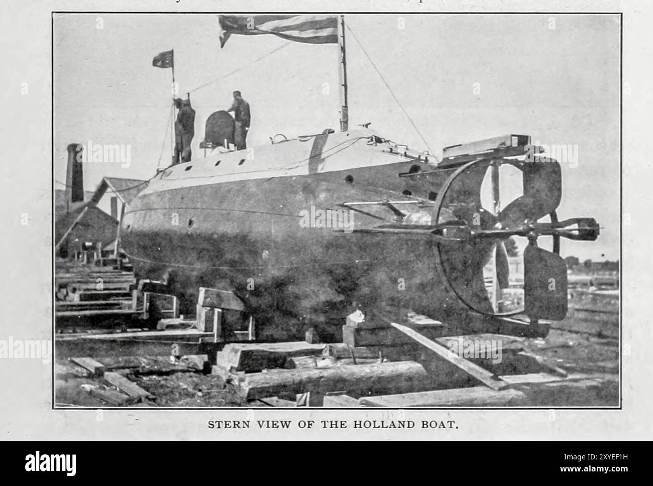 THE HOLLAND SUBMARINE TORPEDO BOAT. STERN VIEW. from the Article THE ...