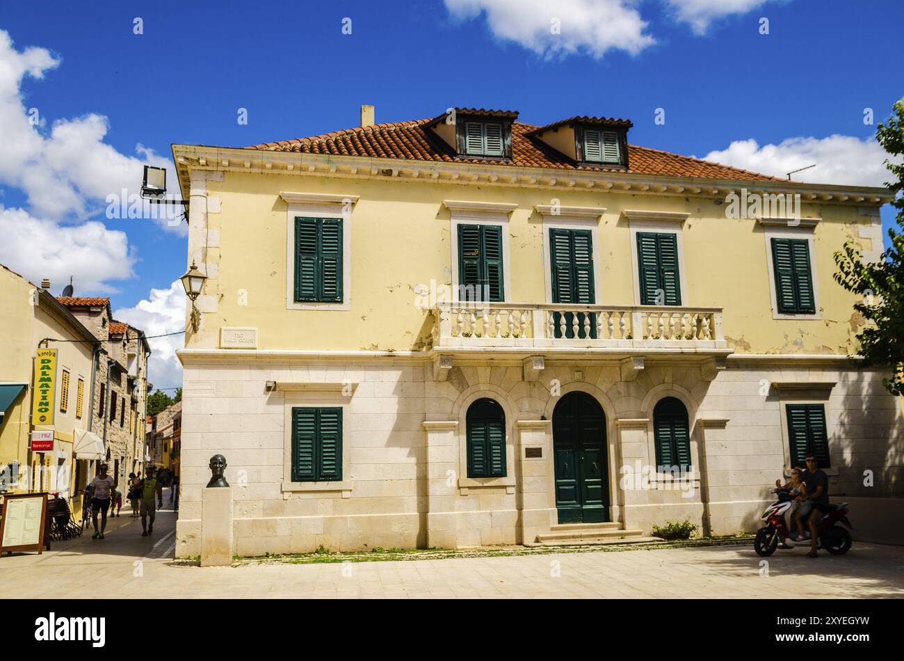 Croatia, 21 07 2014: Town hall at center square of Skradin rural ...