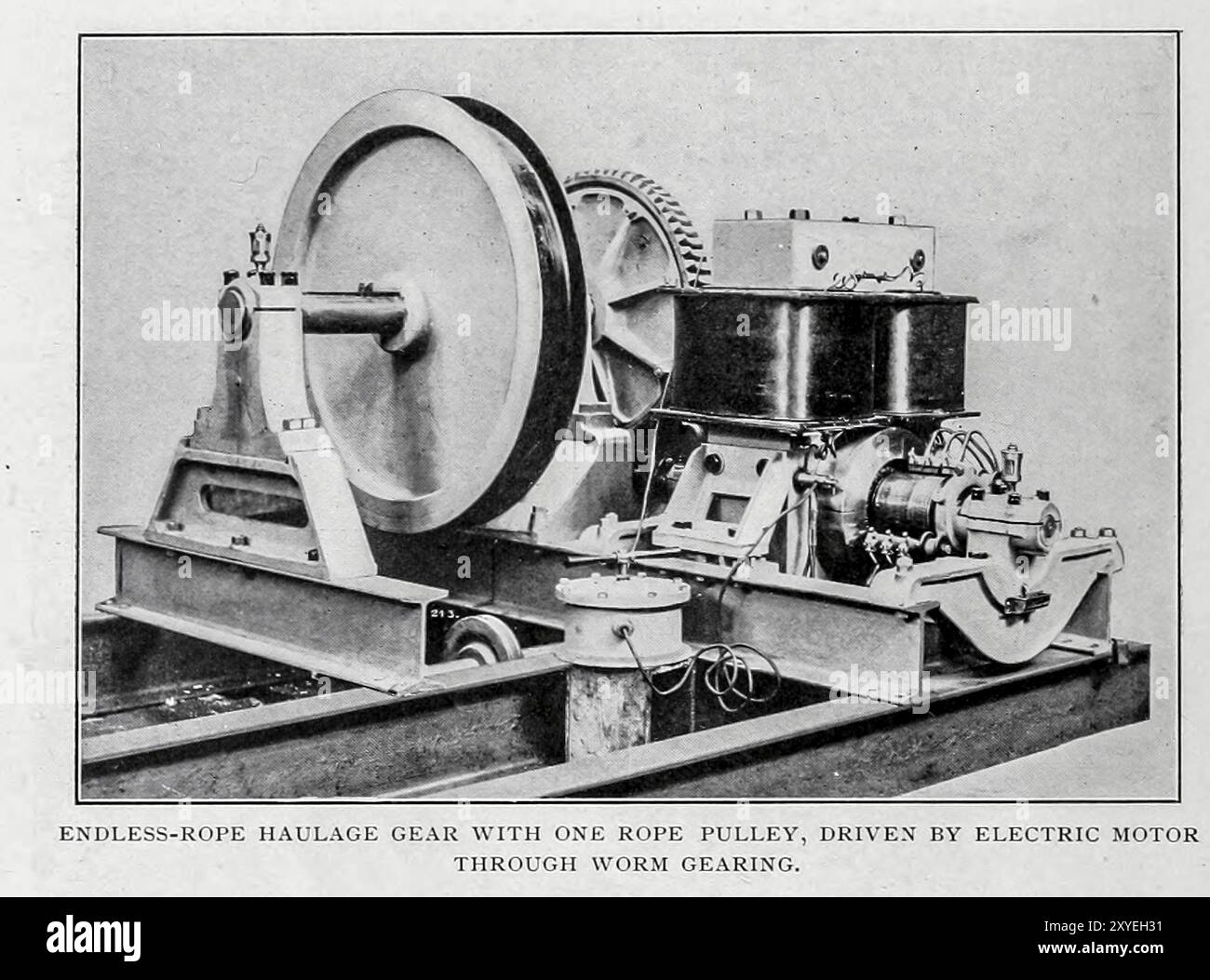 ENDLESS-ROPE HAULAGE GEAR WITH ONE ROPE PULLEY, DRIVEN BY ELECTRIC ...
