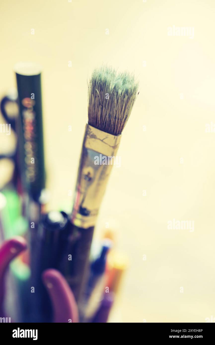Artist paint brush on creative background. Painting therapy Stock Photo ...
