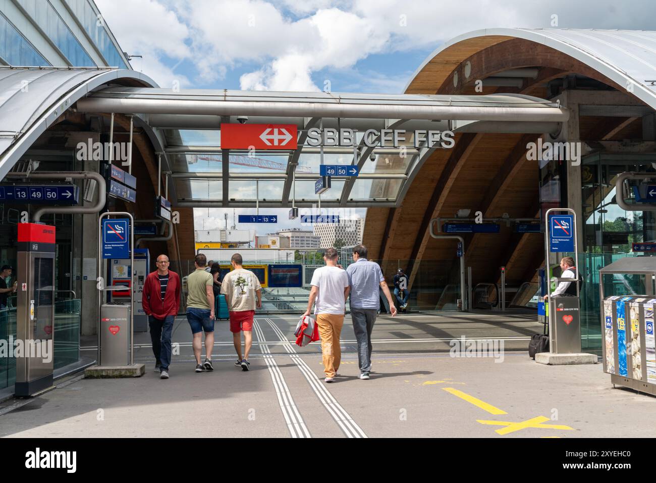 Bern, Switzerland - July 22, 2024: At the Bern train station platforms ...