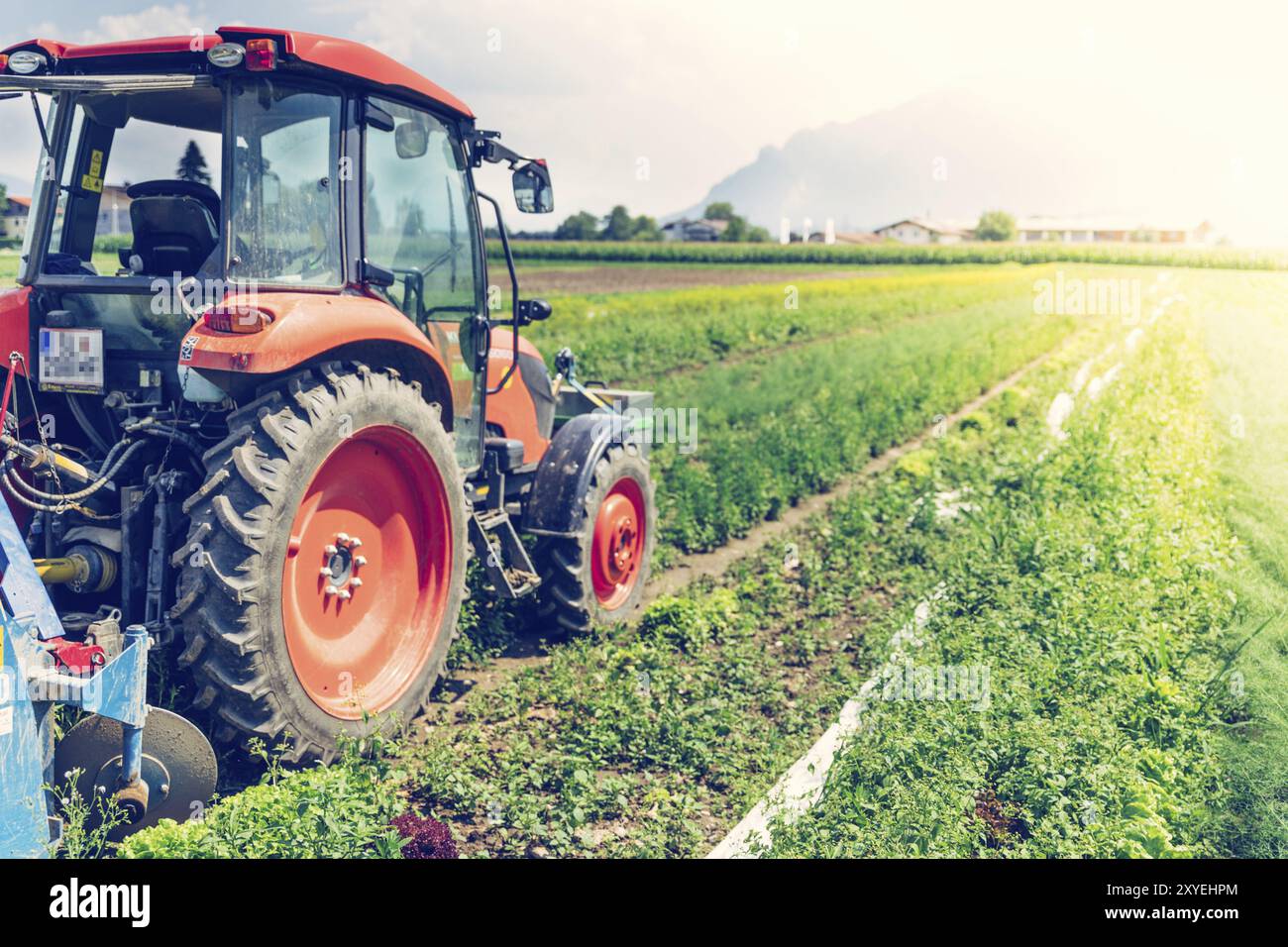 Tractor on an agriculture field, cut out Stock Photo - Alamy