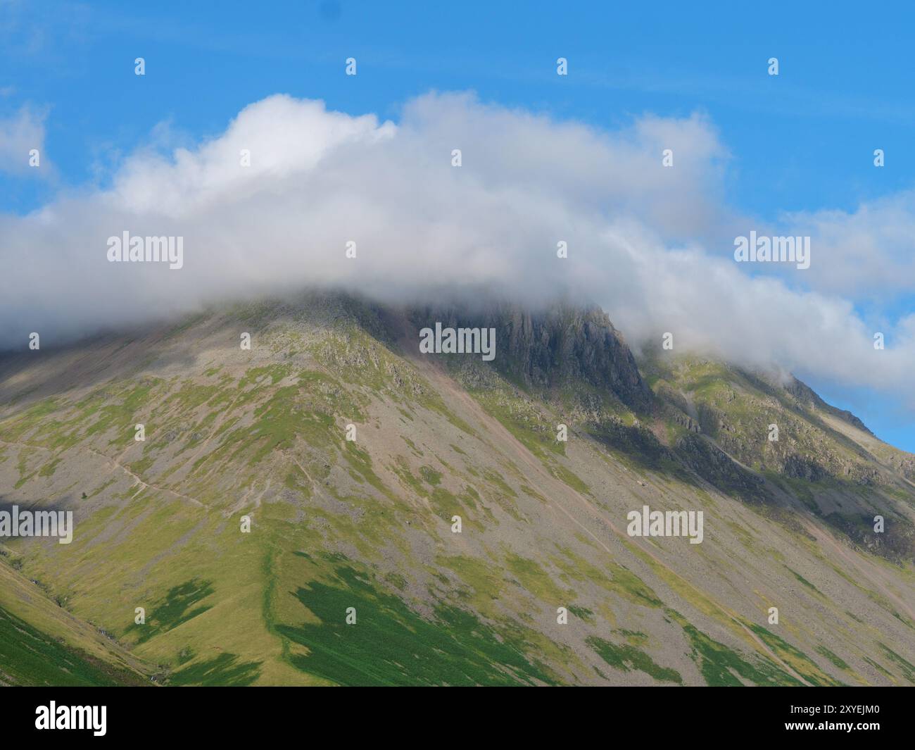 Great Gable covered in clouds on a summer day scotland Stock Photo - Alamy