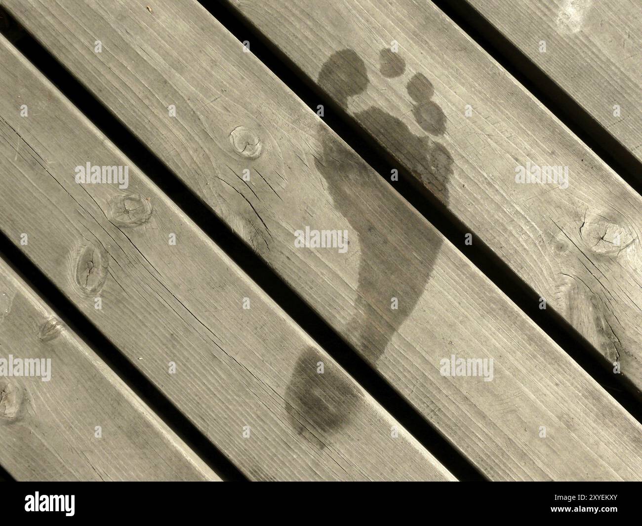 Footprint on sauna floor Stock Photo - Alamy