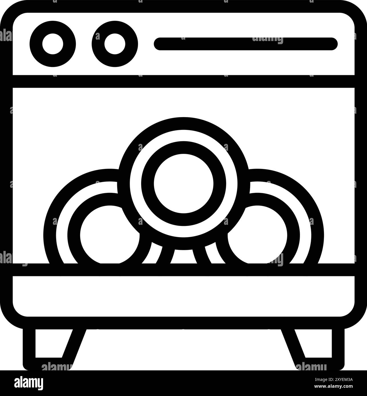 Dishwasher icon in outline Black and White Stock Photos & Images - Alamy