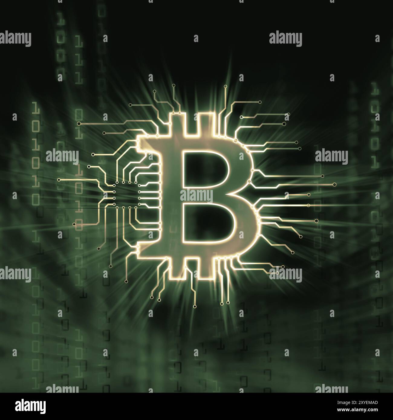 Bitcoin ? cryptocurrency, digital decentralized currency symbol, conceptual illustration of a ...