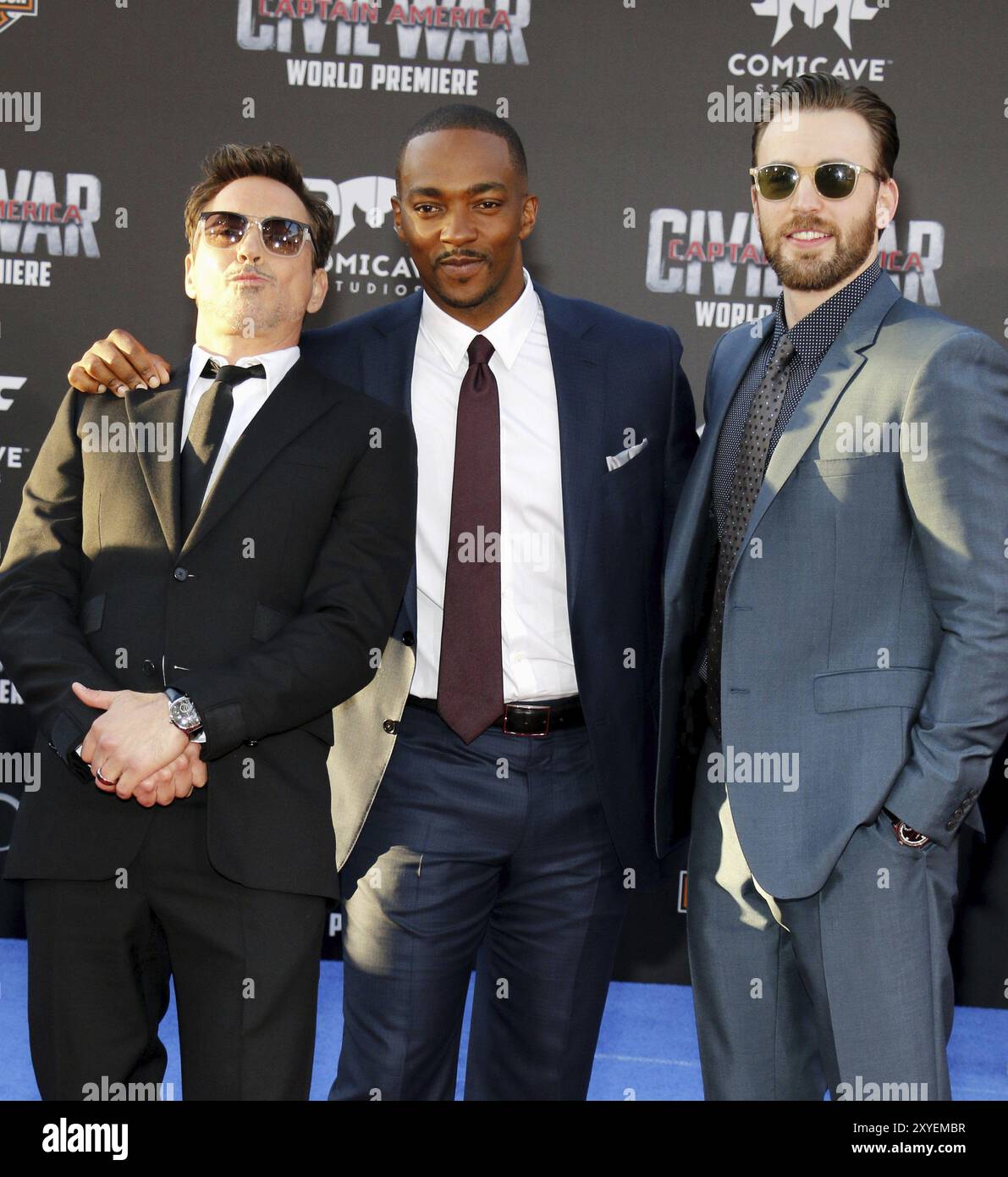Robert Downey Jr., Anthony Mackie and Chris Evans at the World premiere ...