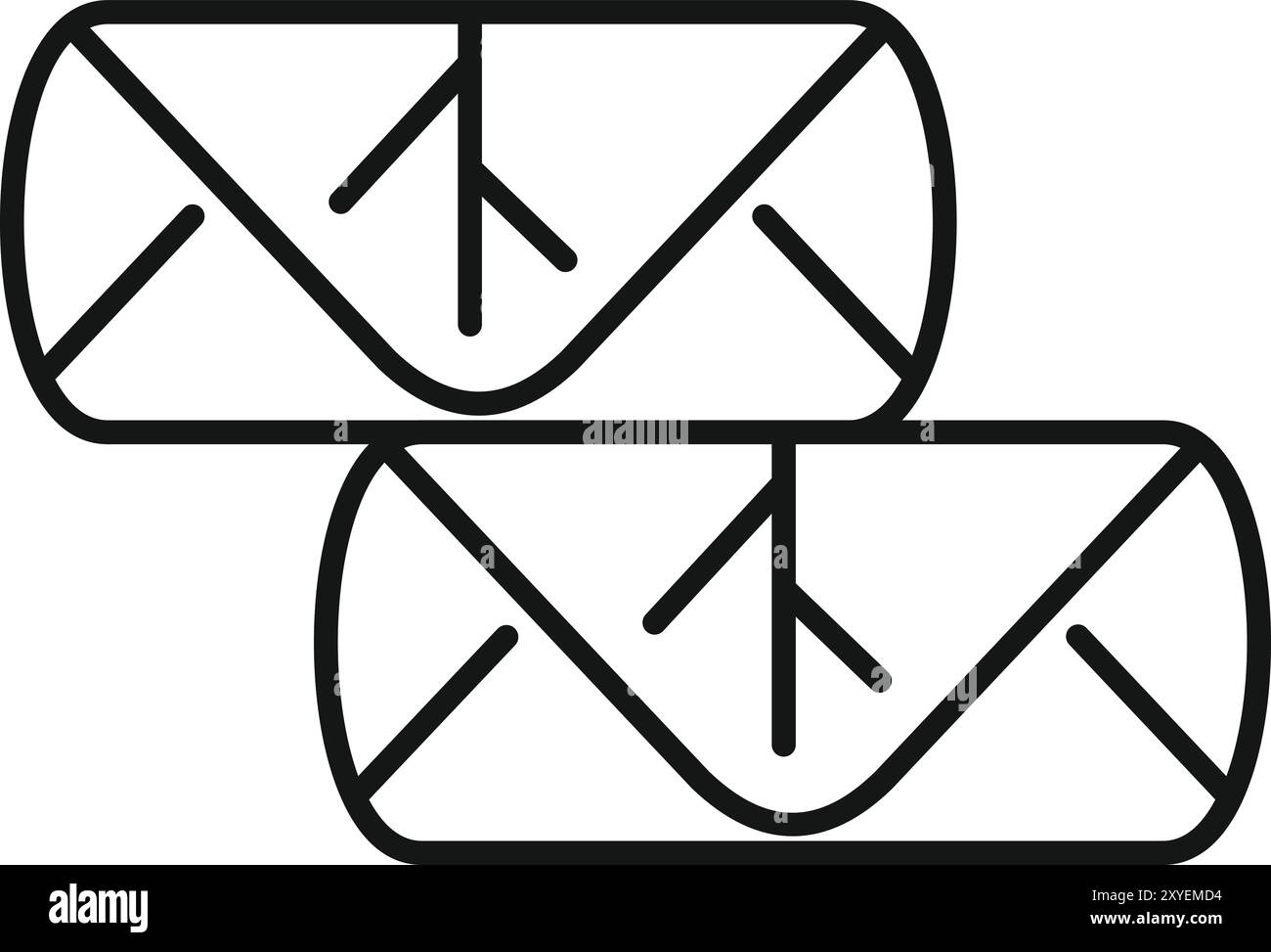 Simple vector icon depicting two cabbage rolls, a staple dish in ...