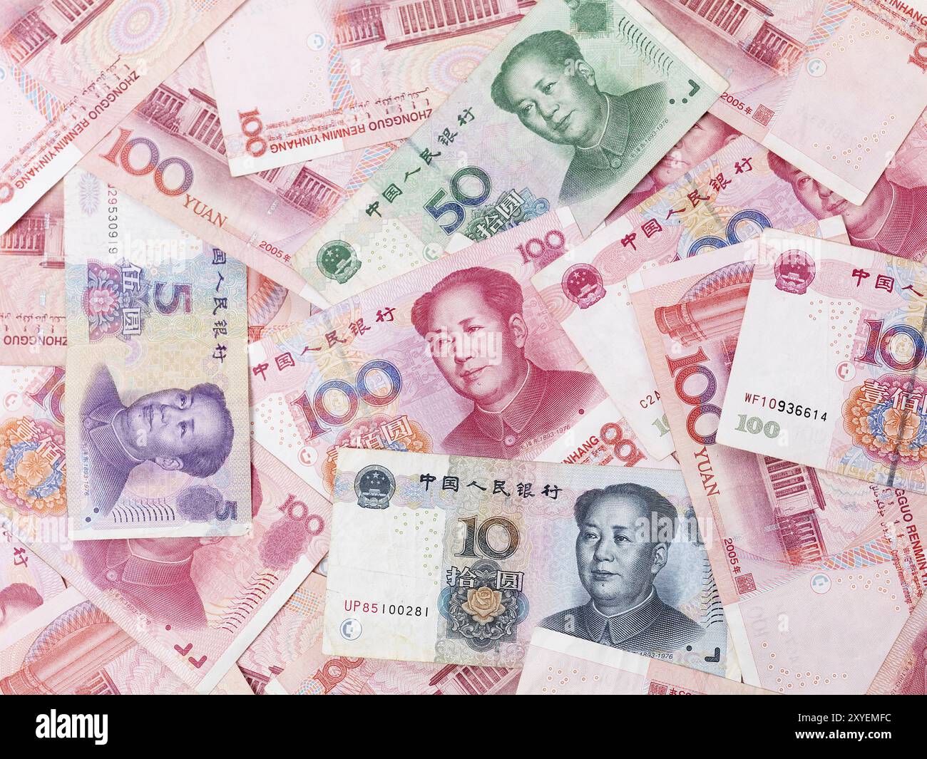 Chinese Yuan paper money, bills, Renminbi currency background Stock Photo - Alamy