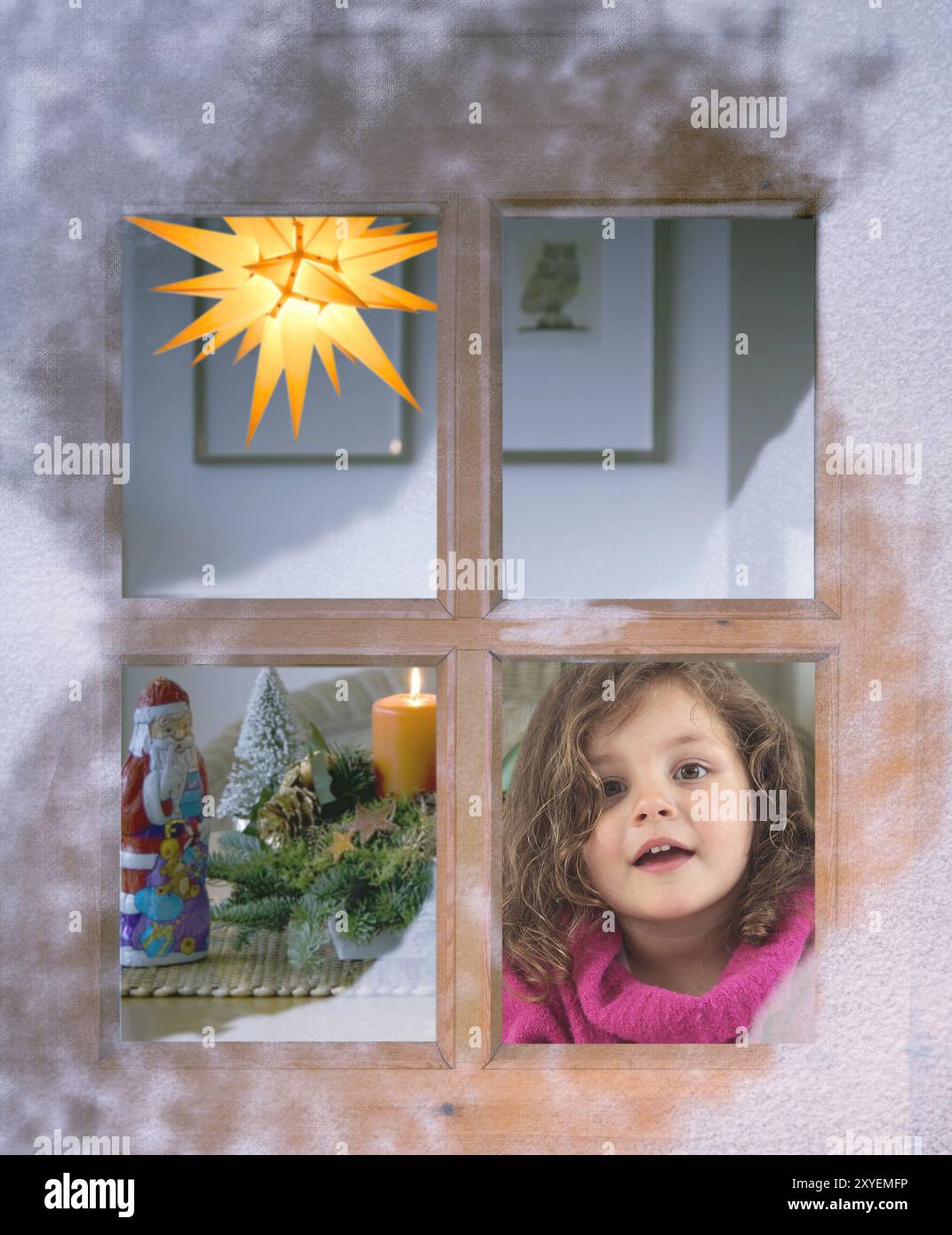 Child looking out window snow hi-res stock photography and images - Alamy