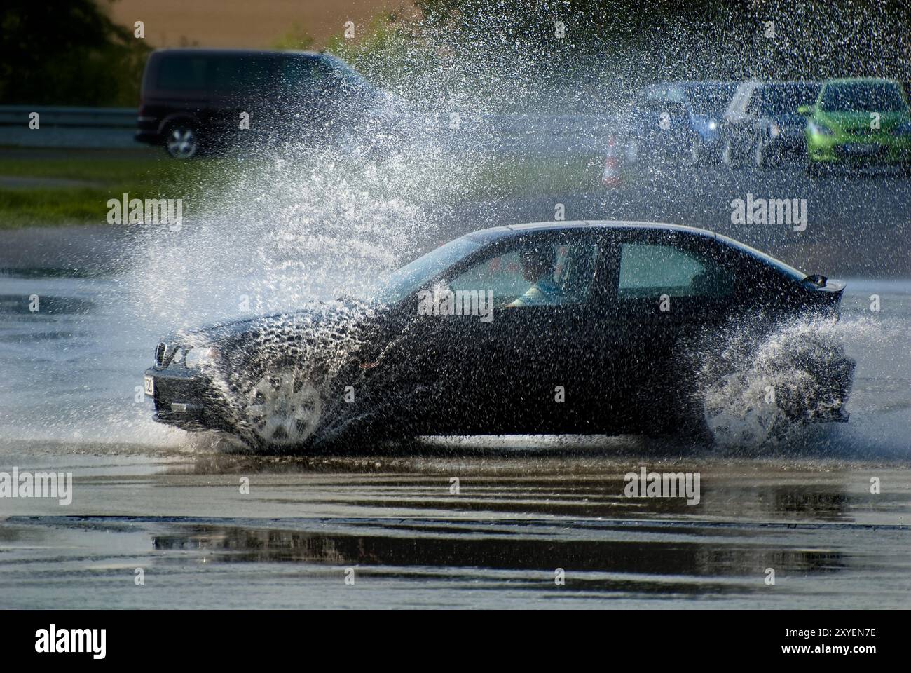 Cars during driver safety training Stock Photo - Alamy