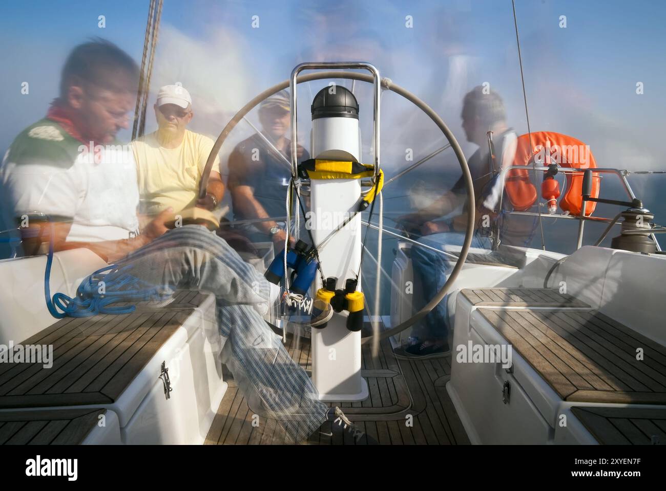 Crew of a sailing yacht Stock Photo - Alamy